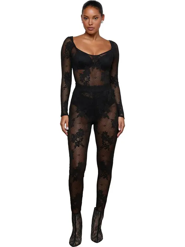 L'Agence Josiane Floral Lace Legging - Black