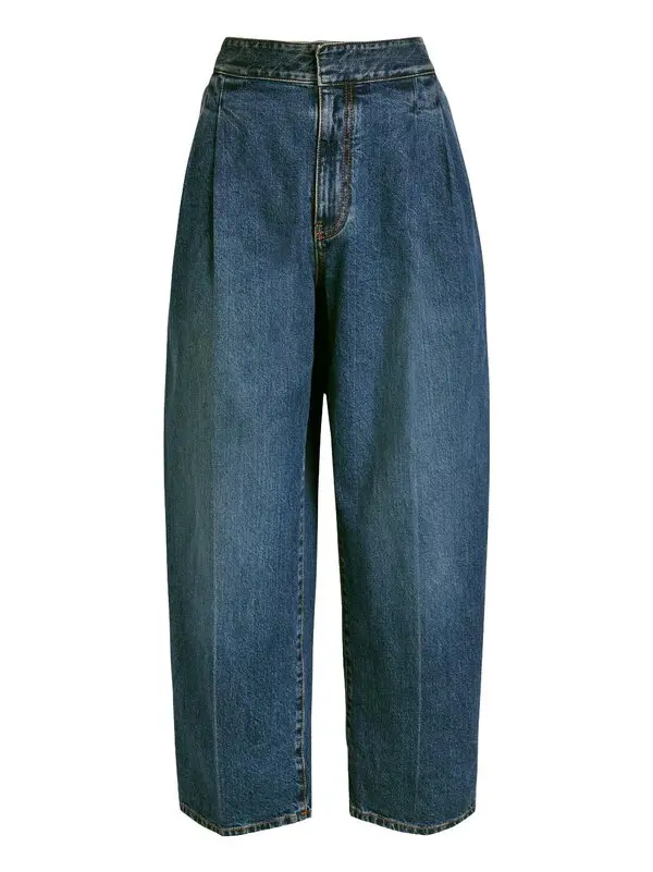 Alaïa Pleated Barrel-leg Jeans - Denim