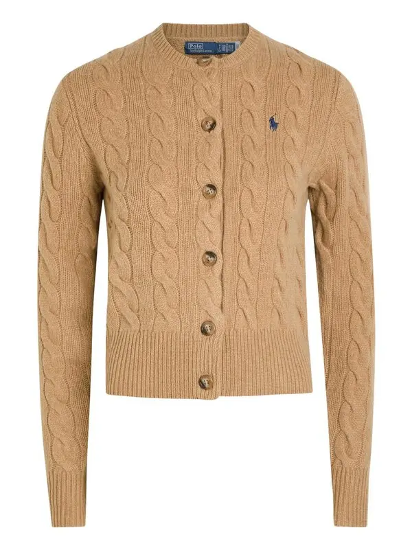 Ralph Lauren Cable-knit Wool And Cashmere-blend Cardigan - Camel