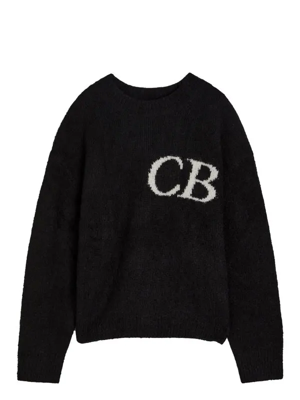 COLE BUXTON Logo-intarsia Brushed Wool-blend Jumper - Black