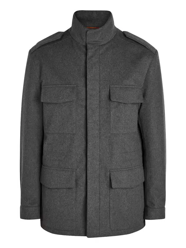 TOD'S Lightly Quilted Wool Jacket - Dark Grey