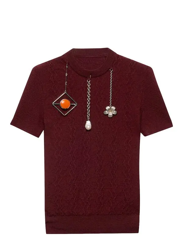 Prada Pendant Embellished Wool Sweater - F0399 Amar