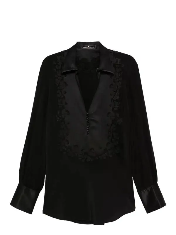 Ermanno Scervino Floral-embroidered Shirt - Black