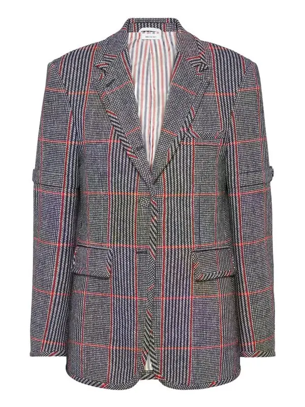 Thom Browne Tweed Checked Blazer With Armband - Red
