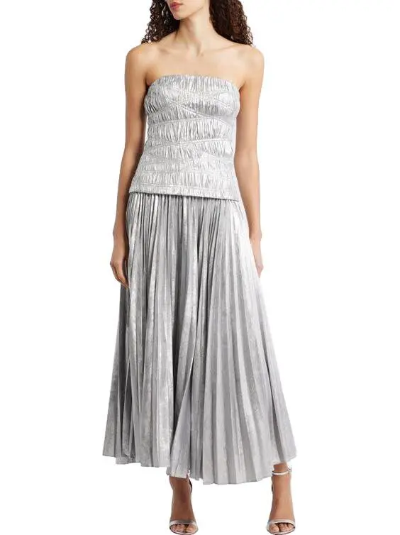 Acler Rockland Strapless Midi Dress - Dove Metallic