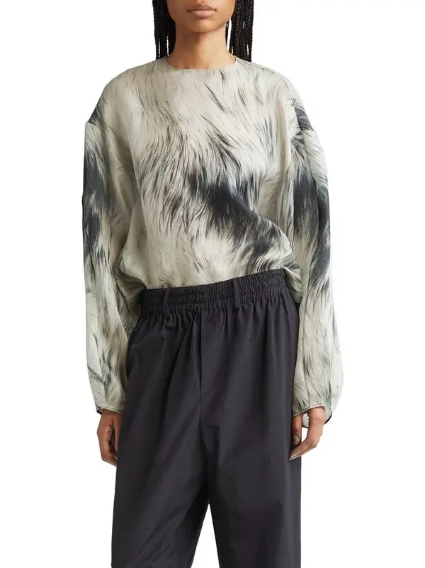 Brandon Maxwell The Briggs Relaxed Silk Top - Fur Print