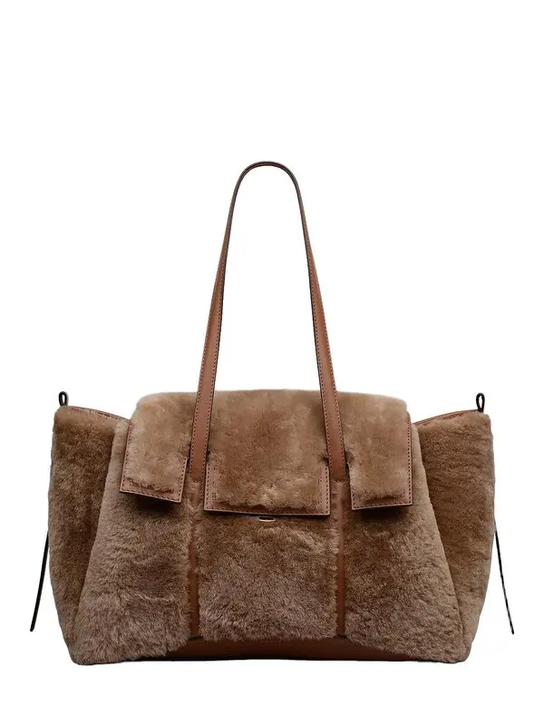 RADLEY The Chancery Shearling Flapover Shoulder Bag - Saddle