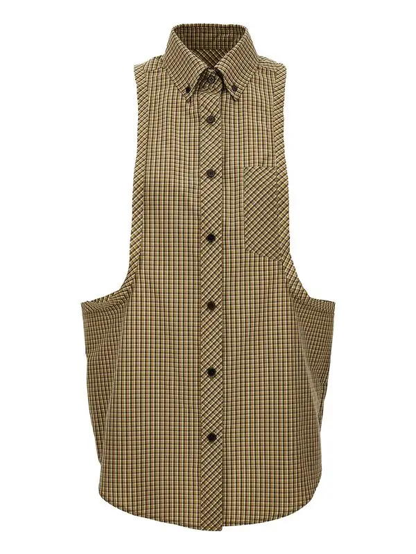 Versace Micro-check Cotton-poplin Shirt Tabard - Plaid