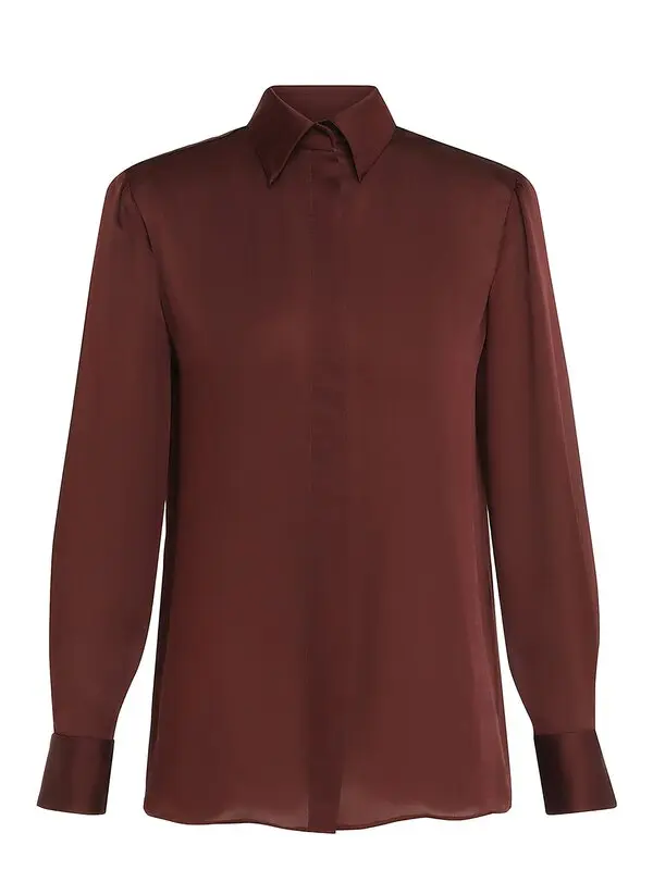 Zimmermann Luna Relaxed Satin Shirt - Burgundy