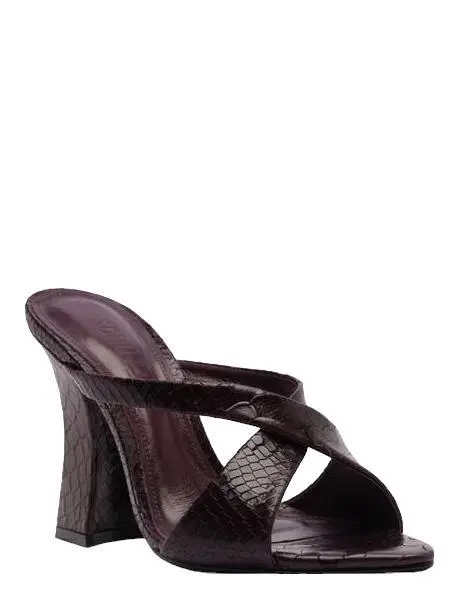 Schutz Glenda Criss-cross Sandals - Dark Plum