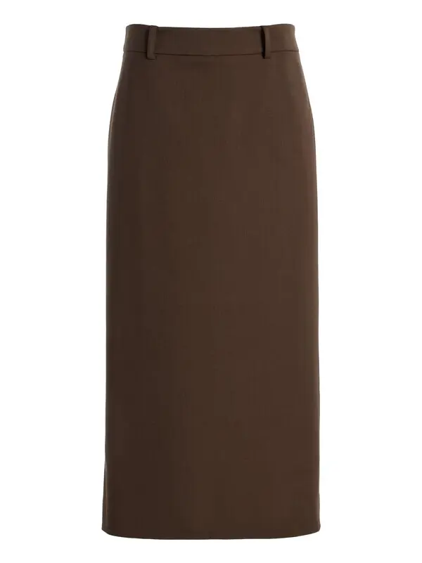 THE FRANKIE SHOP Straight Midi Skirt - Brown