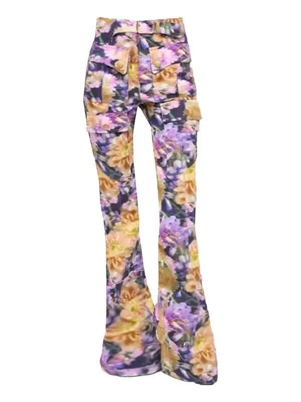 Zimmermann Luna Floral Drill Cotton Flared Pants - Purple