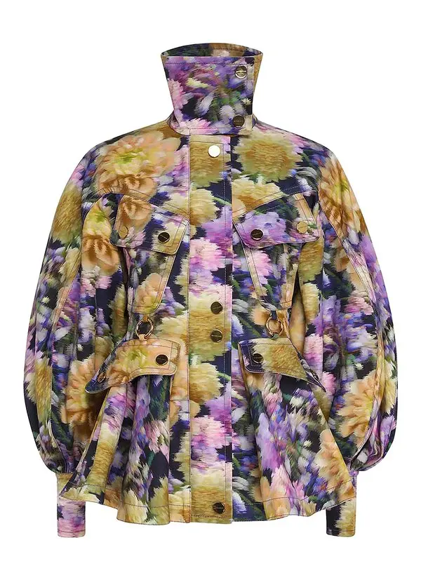 Zimmermann Luna Floral Drill Cotton Jacket - Purple