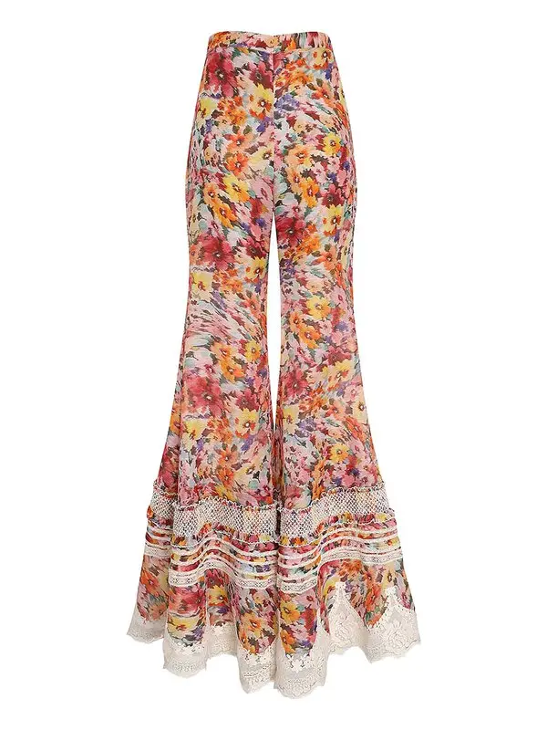 Zimmermann Luna Linen-silk Flared Pants - Floral