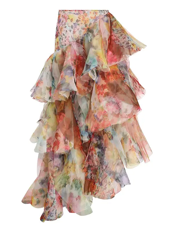 Zimmermann Luna Ruffled Midi Skirt - Floral