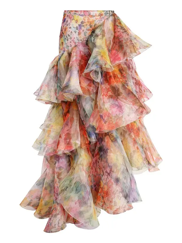 Zimmermann Luna Ruffled Midi Skirt - Floral