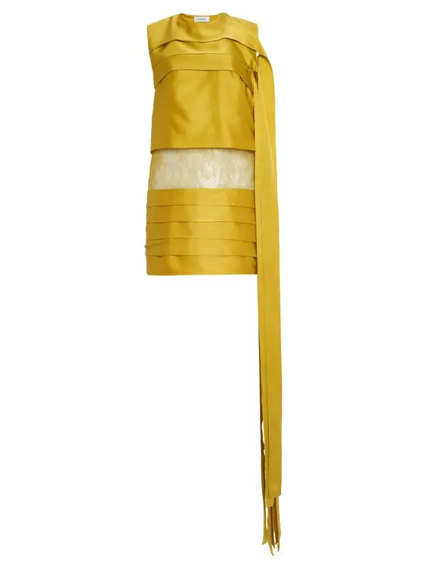 FERRAGAMO Layered Silk Mini Dress - Yellow