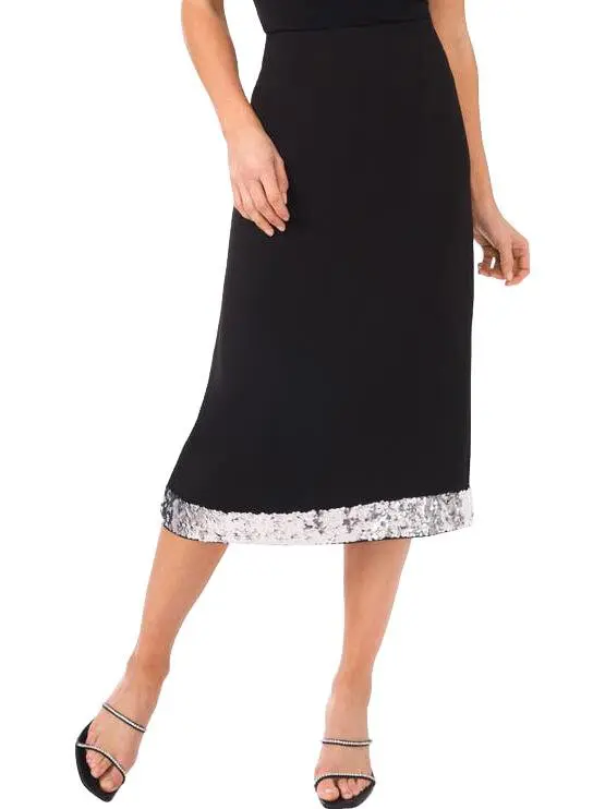 CECE DUPRAZ Sequin Hem Midi Skirt - Rich Black