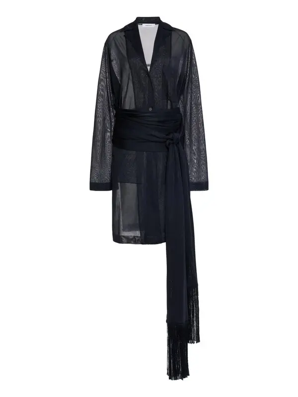 FERRAGAMO Single-breasted Sheer Jacket - Navy