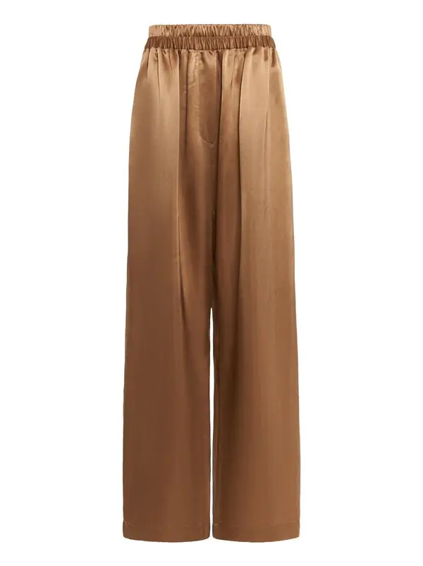 FERRAGAMO Satin Wide-leg Trousers - Tan
