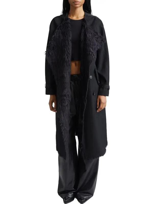 R13 Reversible Trench Liner Coat - Black