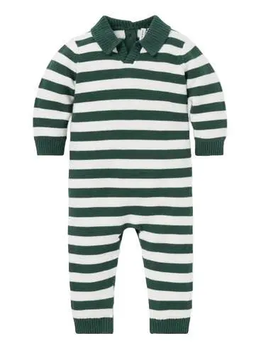 Janie And Jack Baby Striped Rugby One-piece - Green