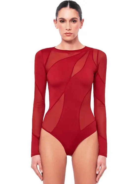 OW Spiral Bodysuit - Cherry Red