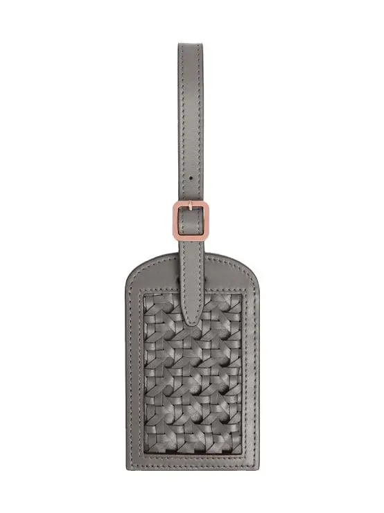 AVITEUR Paglia Di Vienna Weave Calfskin Luggage Tag - Elephant Grey