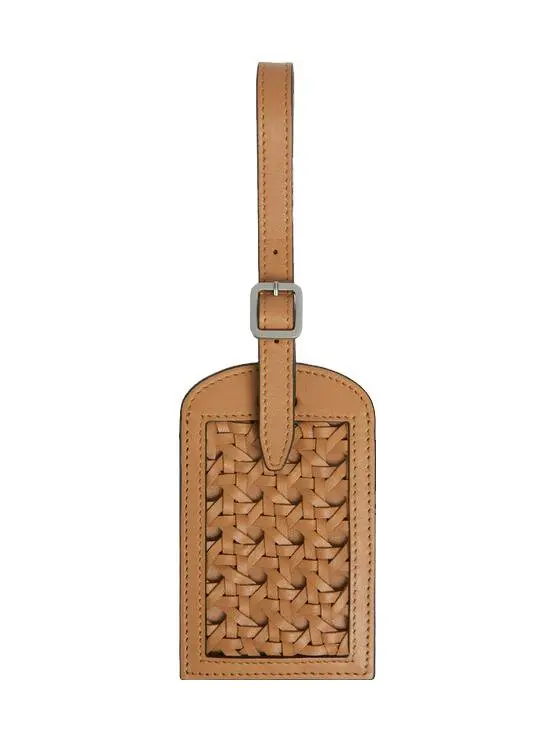 AVITEUR Paglia Di Vienna Weave Calfskin Luggage Tag - Walnut