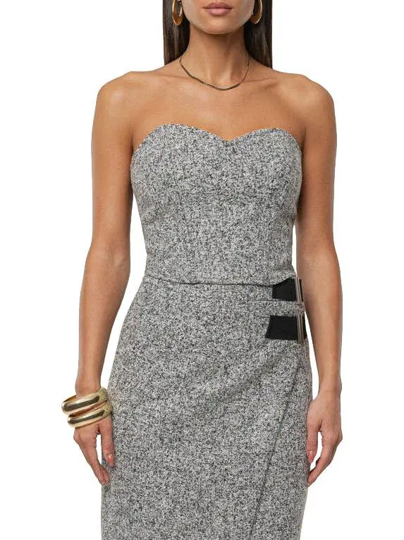 JLUXLABEL Strapless Tweed Top - Gray