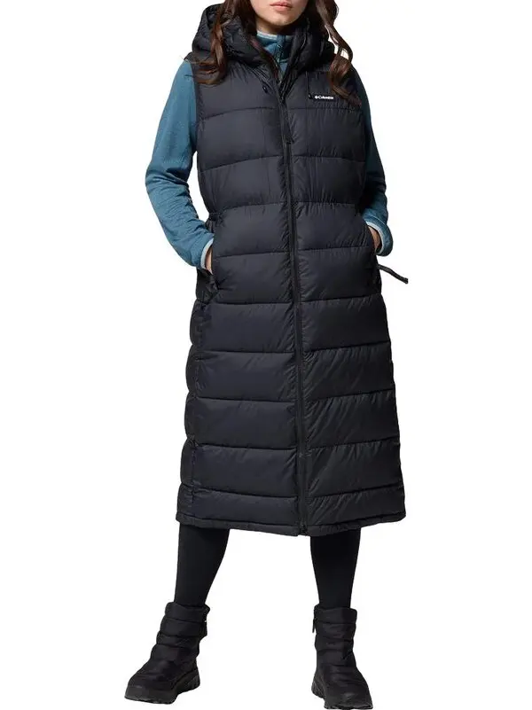Columbia Pike Lake Ii Water Repellent Insulated Longline Hooded Vest - Black 010