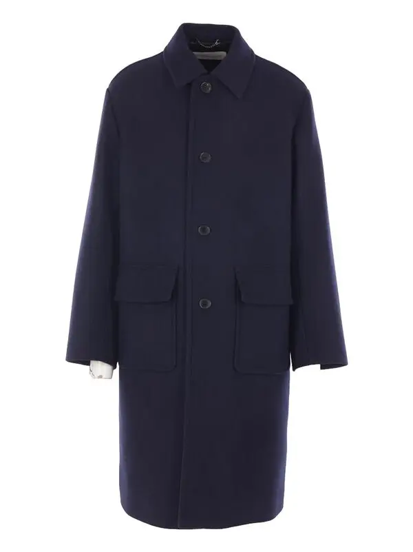 Dries Van Noten Single-breasted Wool Blend Coat - Blue