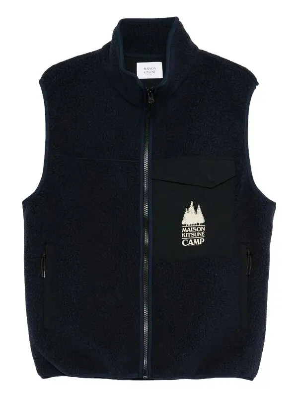 Maison Kitsuné Zip-up Fleece Vest - Blue