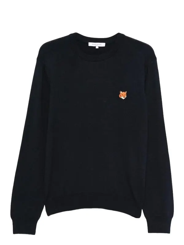 Maison Kitsuné Signature Fox Head Wool Sweater - Black