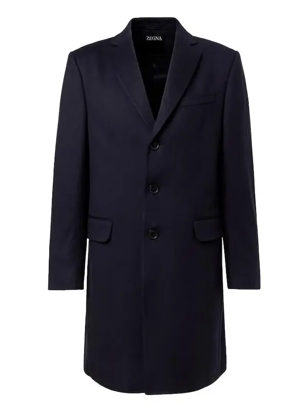 Zegna Wool And Cashmere-blend Tailored Overcoat - Blue
