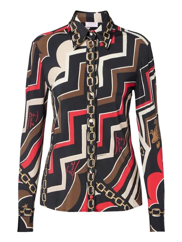Emilio Pucci Istrice Satin Jersey Shirt - Multicoloured