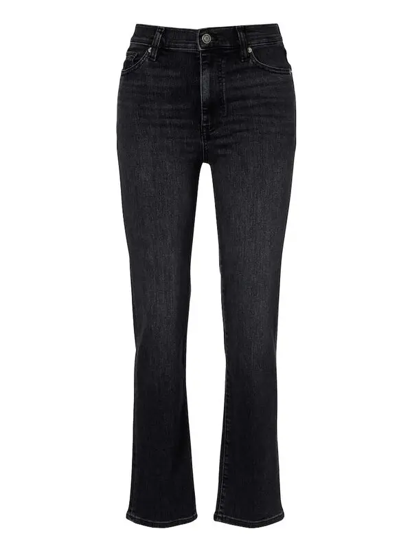 FRAME Le Sleek Cropped High-rise Straight Jeans - Black