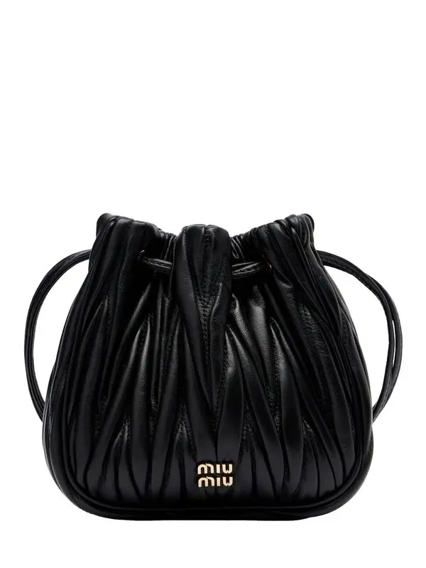 Miu Miu Matelassé Leather Bucket Bag - Black