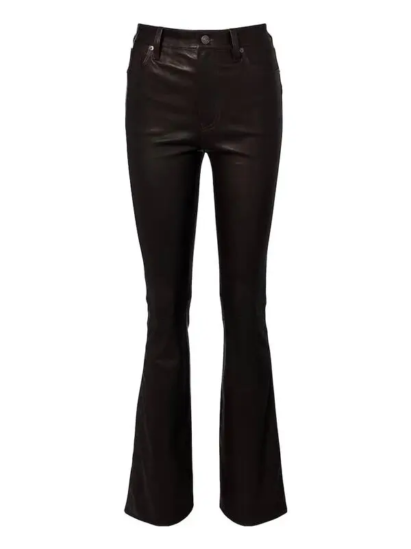 FRAME Reboot Crop Leather Bootcut Pants - Brown