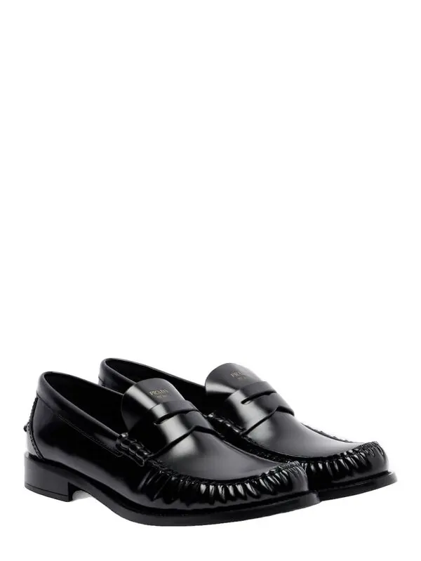Prada Leather Penny Loafers - Black