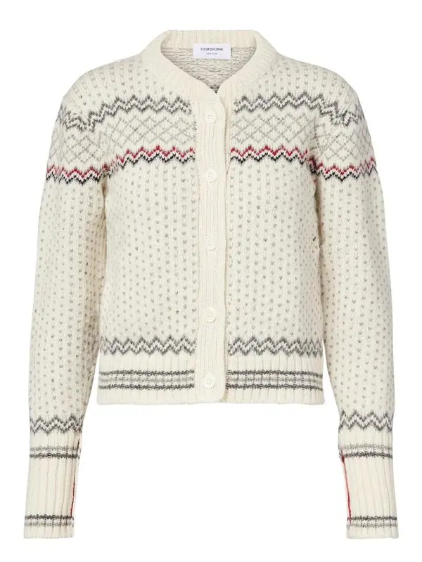 Thom Browne Fair Isle Wool And Mohair Cardigan - White