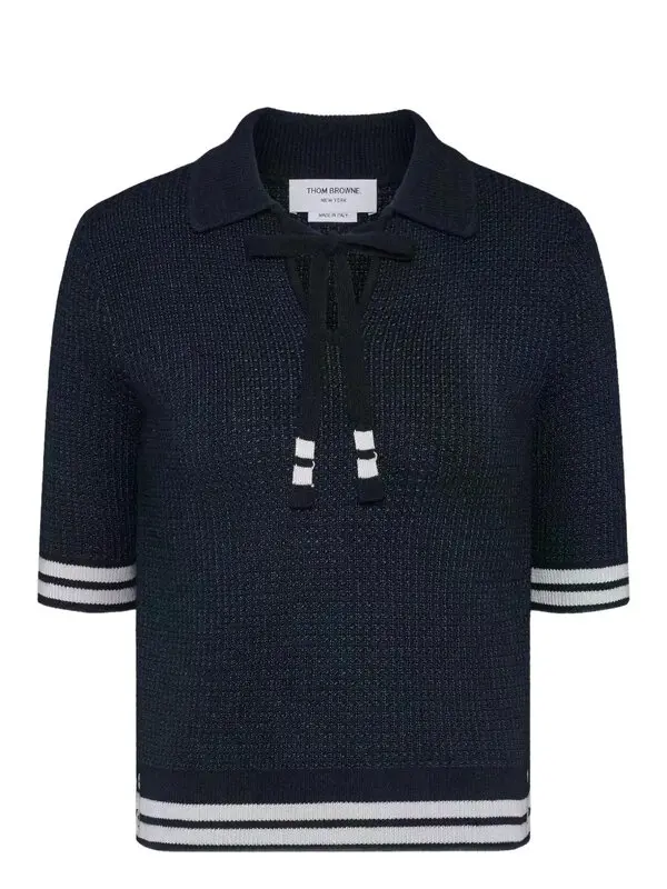 Thom Browne Tuck-stitch Polo Top - Blue