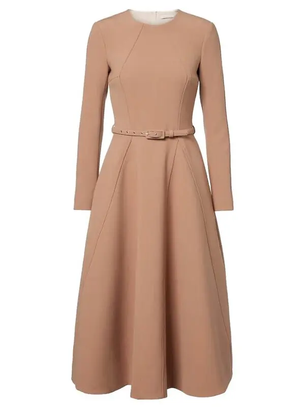EMILIA WICKSTEAD Ucellina Belted Paneled Midi Dress - Beige