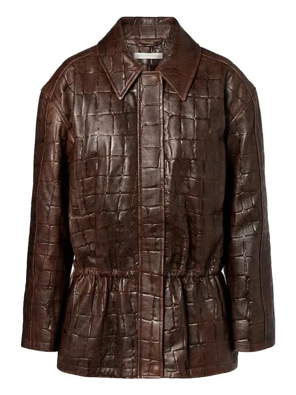 EMILIA WICKSTEAD Norcutt Croc-effect Leather Jacket - Brown