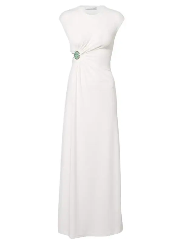 Christopher Esber Mineral Stone Embellished Jersey Gown - White