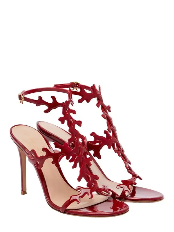 GIANVITO ROSSI 95 Patent Leather Sandals - Red