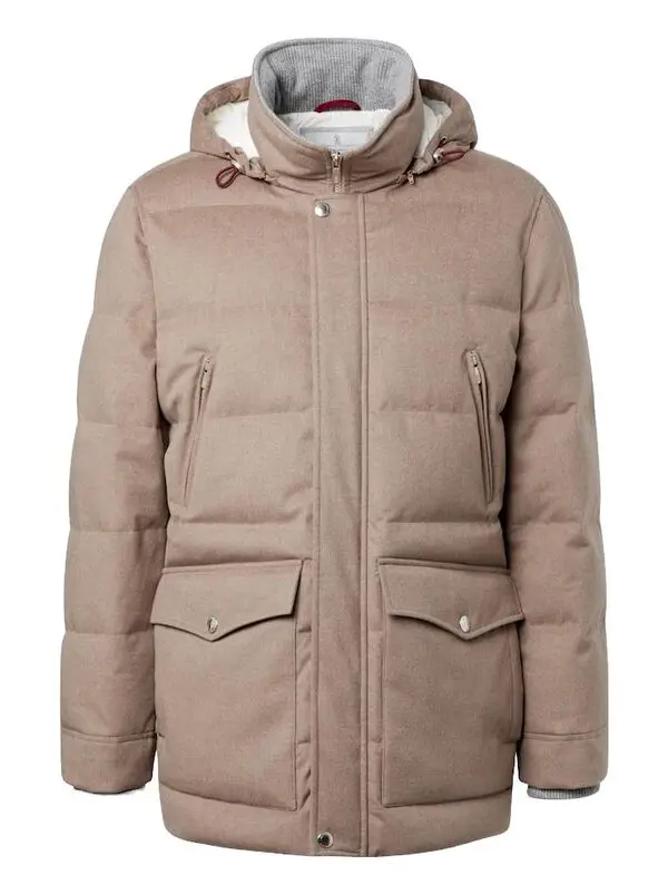 Brunello Cucinelli Wool Flannel Down Jacket - Beige
