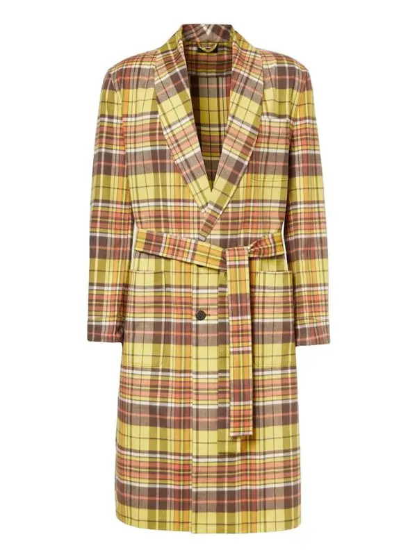 Prada Checked Cotton Coat - Yellow