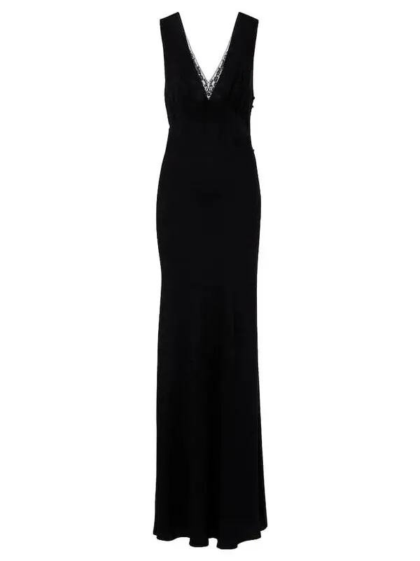 Chloé Silk Jacquard And Lace Gown - Black