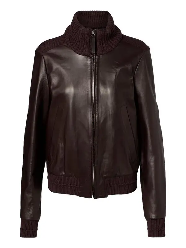 Proenza Schouler Elenora Leather Jacket With Wool Trim - Brown